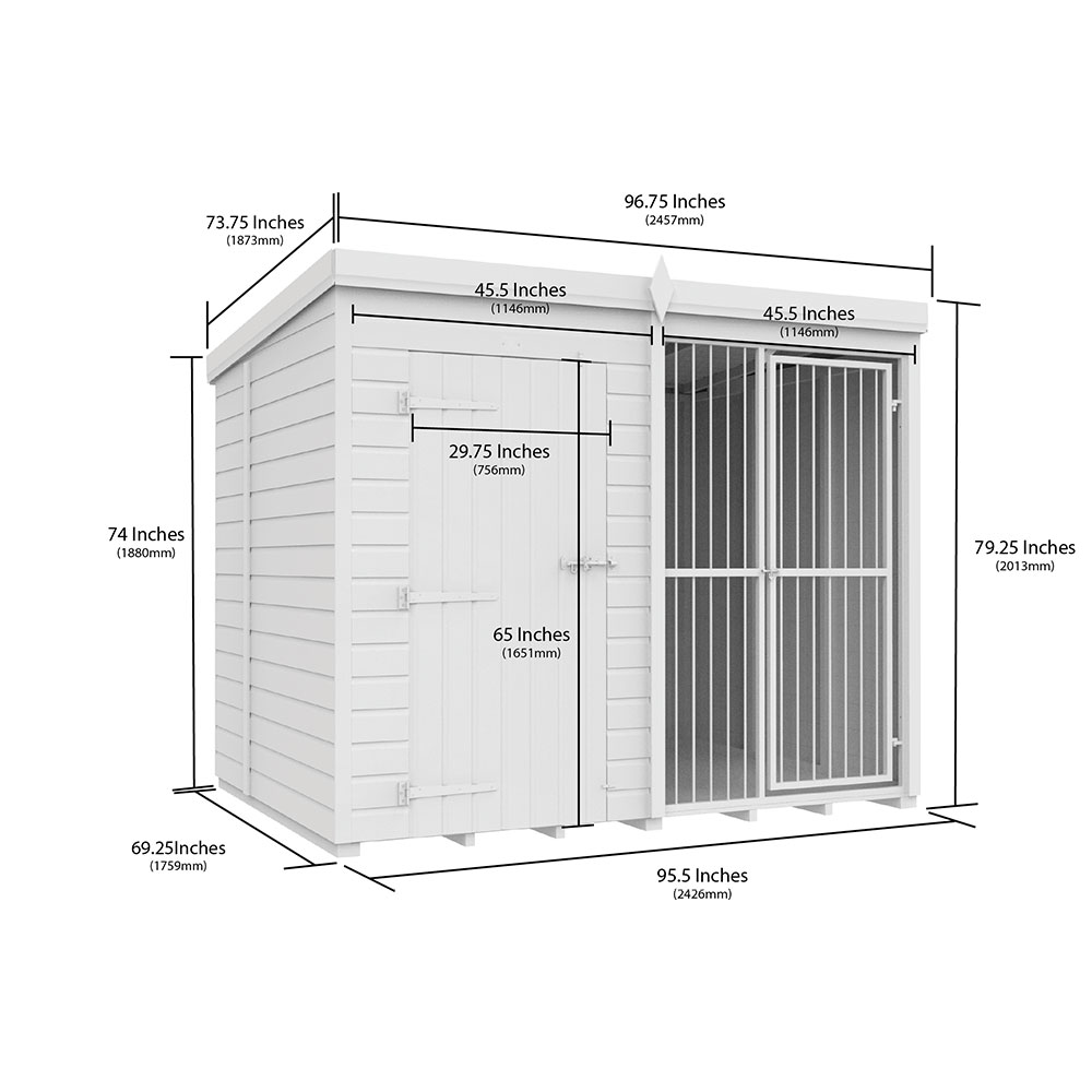Petnap 8ft X 6ft Dog Kennel and Run Full Height with Bars - Petnap
